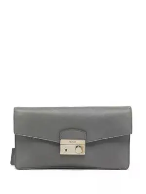 Prada Saffiano Soft Clutch Bag - Grey