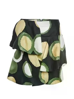 Marni Printed Ruffled Mini Skirt - Black