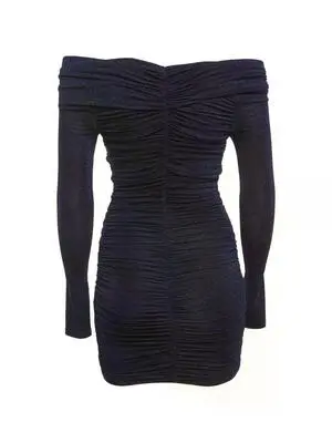 Elisabetta Franchi Ruched Metallic-knit Mini Dress