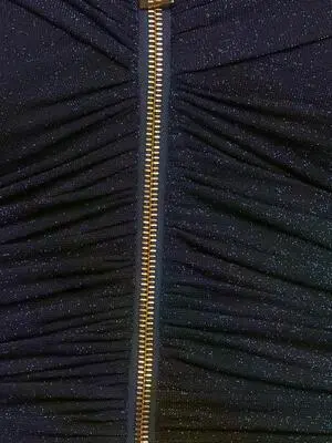 Elisabetta Franchi Ruched Metallic-knit Mini Dress