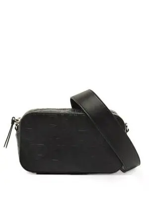 Dkny Monogram-embossed Leather Camera Bag - Black