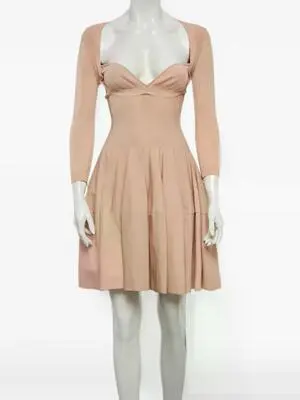 Alexander McQueen Jersey Knit Flared Mini Dress - Neutrals