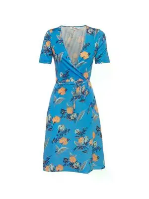 Diane Von Furstenberg Floral-print Wrap Mini Dress - Blue