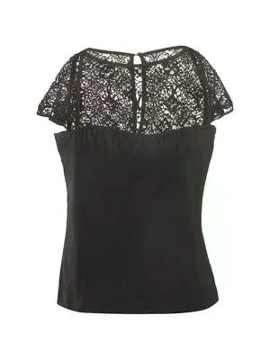 LOUIS VUITTON Lace Cap-sleeve Top - Black