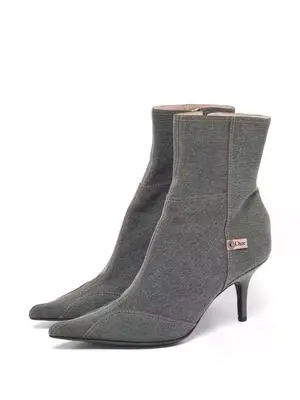 Dior Pointed Toe Heeled Ankle Boots - Grey