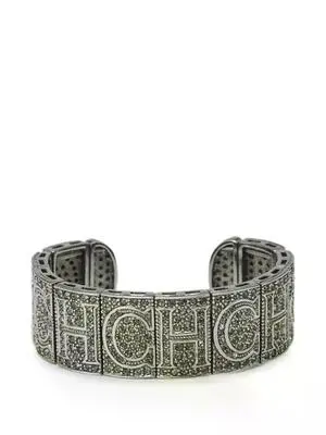 Carolina Herrera Ch Crystal-embellished Cuff Bracelet - Silver