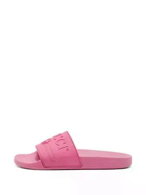 Gucci Embossed Logo Pool Slides - Pink