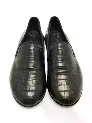 GIUSEPPE ZANOTTI Croc-embossed Smoking Slippers - Black
