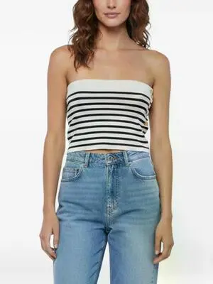Celine Striped Strapless Tube Top - White