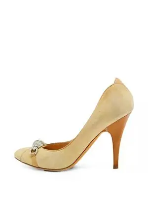 GIUSEPPE ZANOTTI Crystal-embellished Suede Heeled Pumps - Neutrals