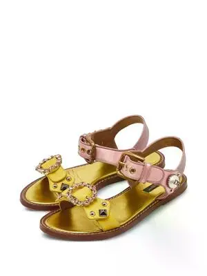 Dolce & Gabbana Embellished Lizard-effect Sandals