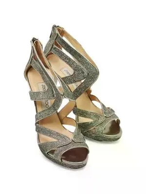 JIMMY CHOO Collar Glitter Platform Sandals