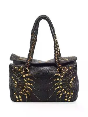 Roberto Cavalli Regina Studded Leather Tote Bag - Black