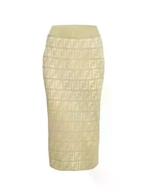 Fendi Ff Logo Knit Midi Skirt