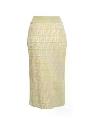 Fendi Ff Logo Knit Midi Skirt