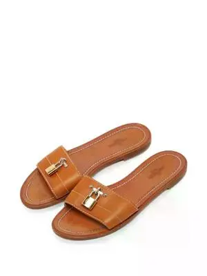 LOUIS VUITTON Lock It Padlock Sandals - Brown