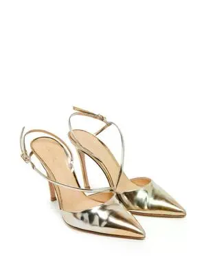 GIANVITO ROSSI Metallic Pointed-toe Slingback Pumps