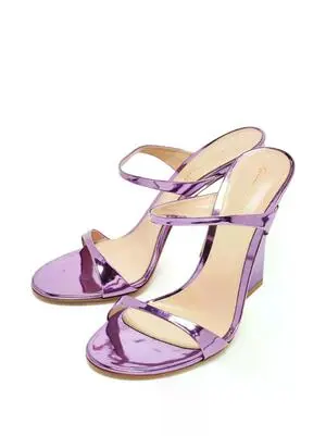 GIANVITO ROSSI Aura Metallic Leather Heeled Sandals - Purple