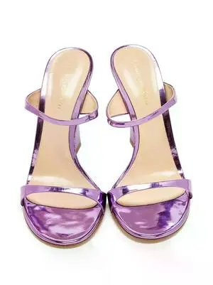 GIANVITO ROSSI Aura Metallic Leather Heeled Sandals - Purple