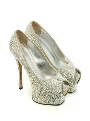 GIUSEPPE ZANOTTI Liza Crystal-embellished Platform Pumps - Neutrals