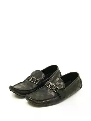 LOUIS VUITTON Damier Calf Leather Loafers