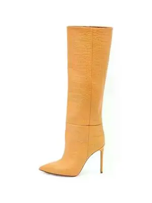 Paris Texas Croc-embossed Leather Boots - Orange