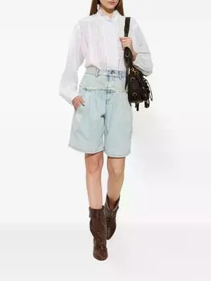 MARANT ETOILE Iselle' Frayed Trim Denim Knee-length Shorts