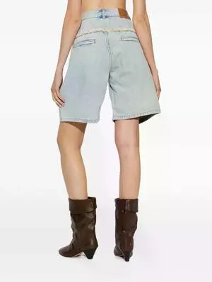 MARANT ETOILE Iselle' Frayed Trim Denim Knee-length Shorts
