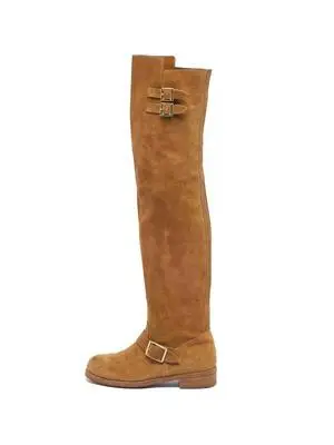 JIMMY CHOO Suede Buckle Detail Boots - Neutrals