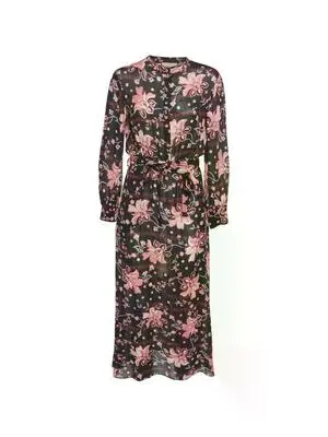 Gucci Floral-print Belted Maxi Dress - Black