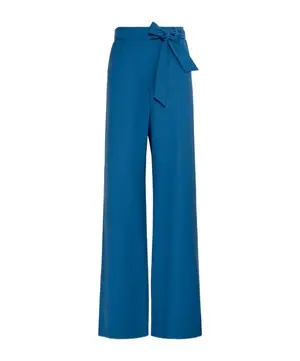 Max Mara Wool Trousers With Belt - Navy Blue