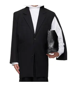 EGONLAB Curved Vent Single-breasted Wool Suit Jacket