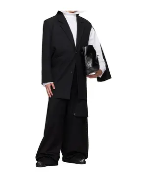 EGONLAB Curved Vent Single-breasted Wool Suit Jacket