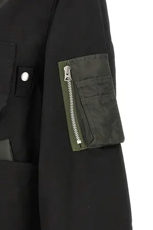 Sacai Long-sleeved Zip-up Jacket With Multiple Pockets