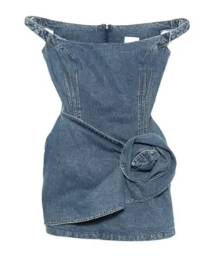 Magda Butrym Floral-detail Off-the-shoulder Mini Dress - Blue