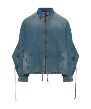 EGONLAB Convertible Hooded Zip-up Denim Jacket - Light Blue