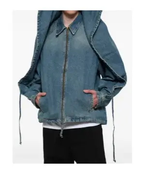 EGONLAB Convertible Hooded Zip-up Denim Jacket