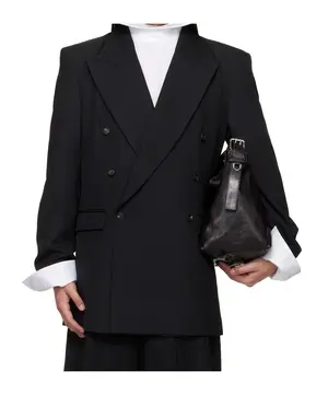 EGONLAB Oversized Double-breasted Wool Suit Jacket - Black