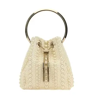 JIMMY CHOO Embellished Drawstring Bucket Bag