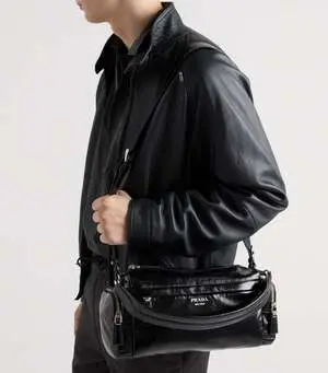 Prada Leather Rectangle Cross-body Bag - Black