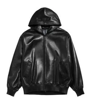 Balenciaga Leather Hooded Jacket