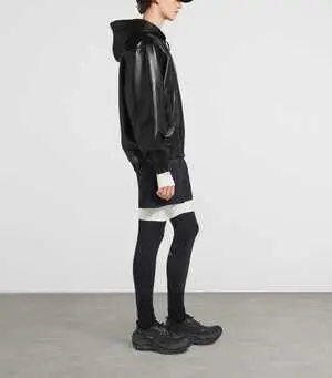 Balenciaga Leather Hooded Jacket