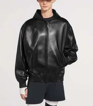 Balenciaga Leather Hooded Jacket