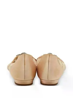 Manolo Blahnik Hangisi Embellished Ballet Flats - Neutrals