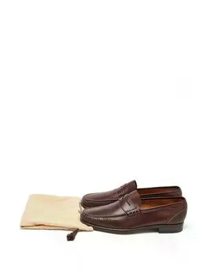 Santoni Leather Slip-on Loafers