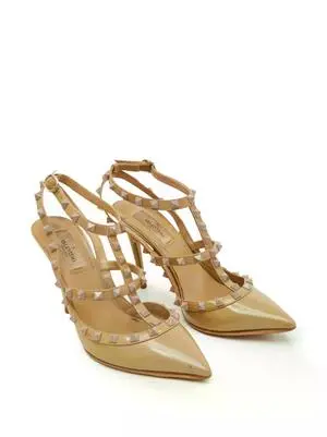 Valentino Garavani Rockstud Ankle-strap Pumps - Neutrals