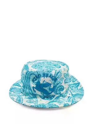 Etro Paisley Print Logo Bucket Hat