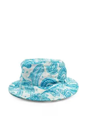 Etro Paisley Print Logo Bucket Hat