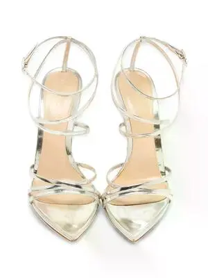 GIANVITO ROSSI Tone Leather Crossover Ankle-strap Stiletto Sandals