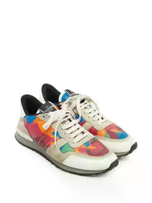 Valentino Garavani Rockrunner Leather Sneakers - Grey